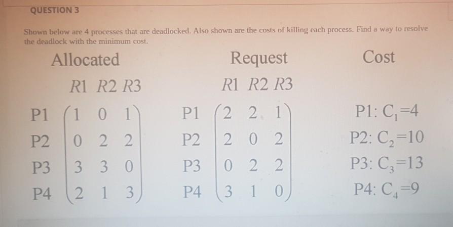 Solved 1. A system has 4 processes and 5 allocatable | Chegg.com