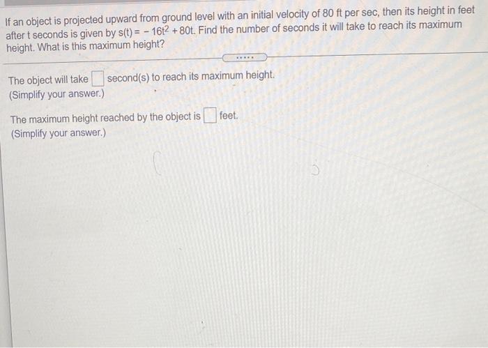 Solved If an object is projected upward from ground level | Chegg.com
