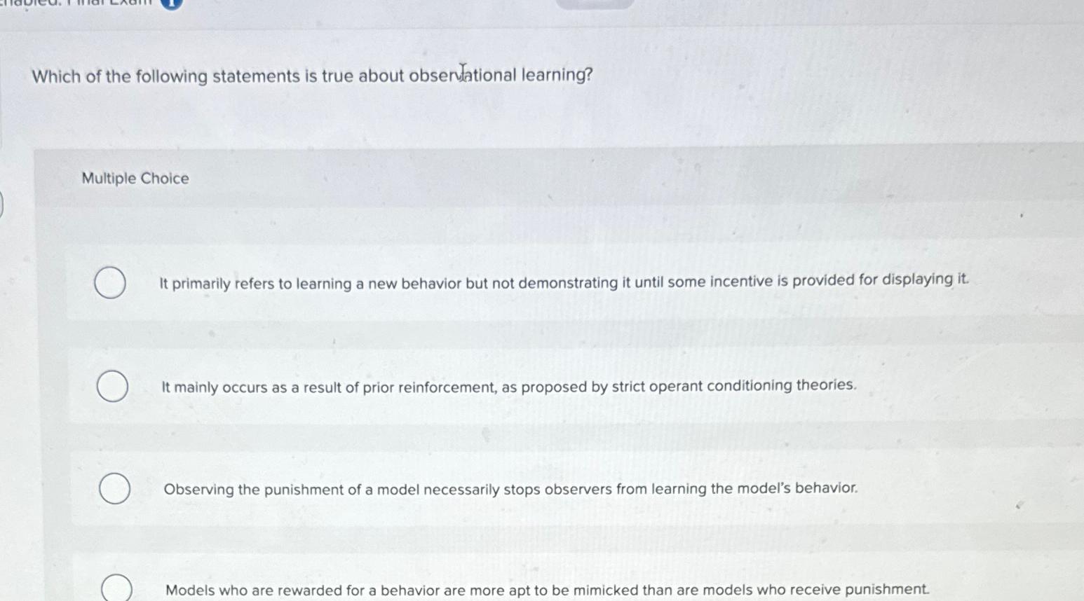 Solved Which of the following statements is true about | Chegg.com