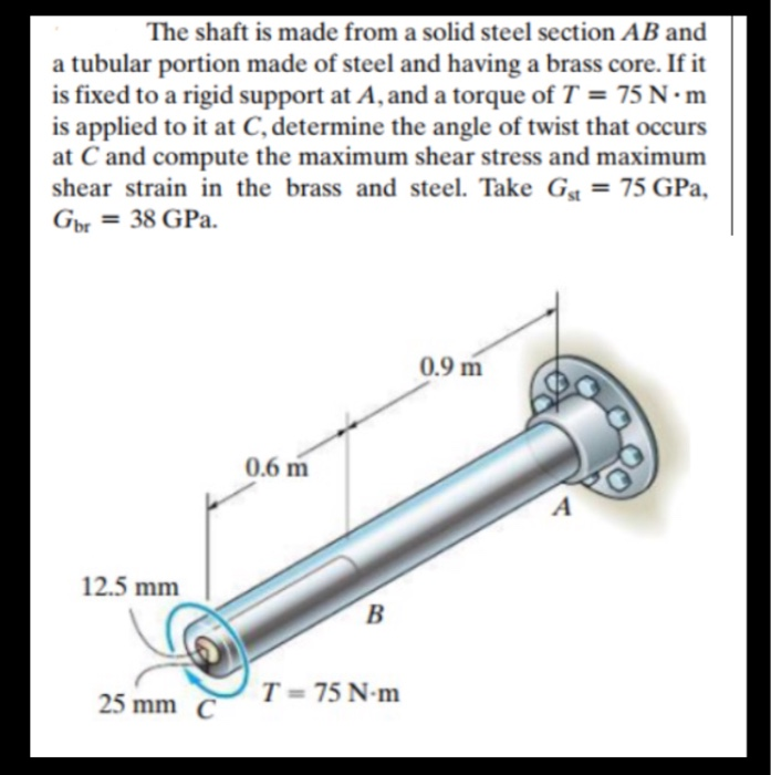 Solved The shaft is made from a solid steel section AB and a | Chegg.com