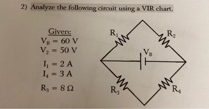Solved 2) Analyze the following circuit using a VIR chart. R | Chegg.com