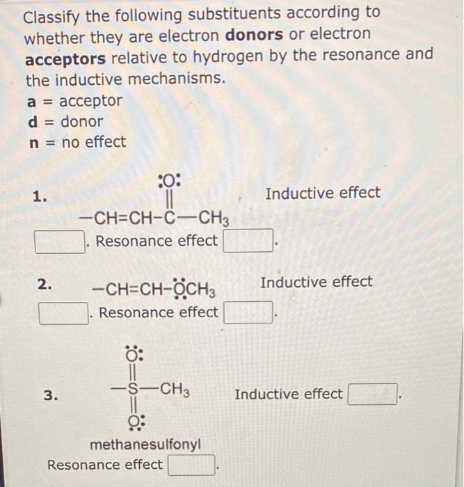 Solved Classify the following substituents according to | Chegg.com