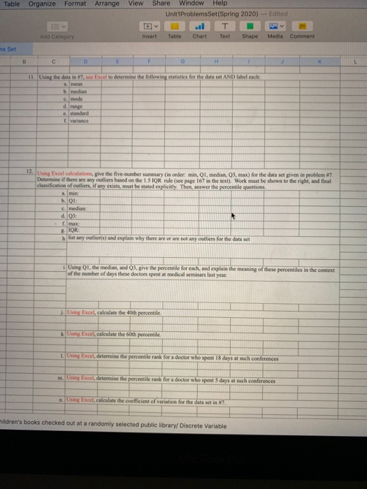 Table Organize Format Arrange View Share Window Help | Chegg.com