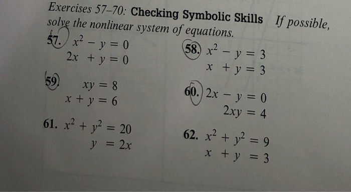 Solved Exercises 57-70: Checking Symbolic Skills solve the | Chegg.com