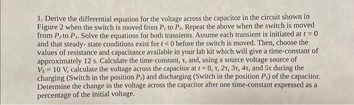 Solved Figure 2 Rc Circuit Using Switch As Source Of 1306