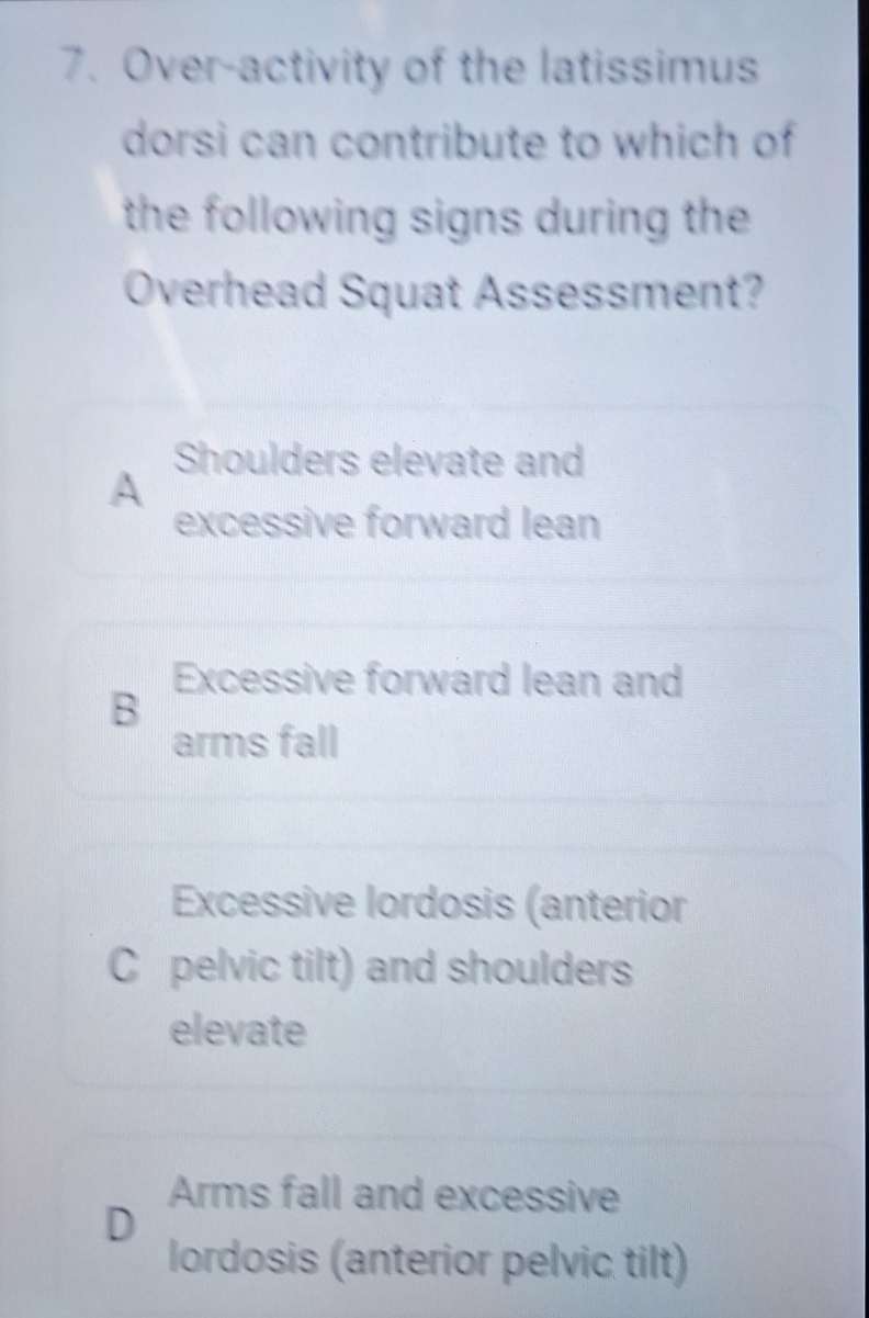 Solved Over-activity of the latissimus dorsi can contribute | Chegg.com