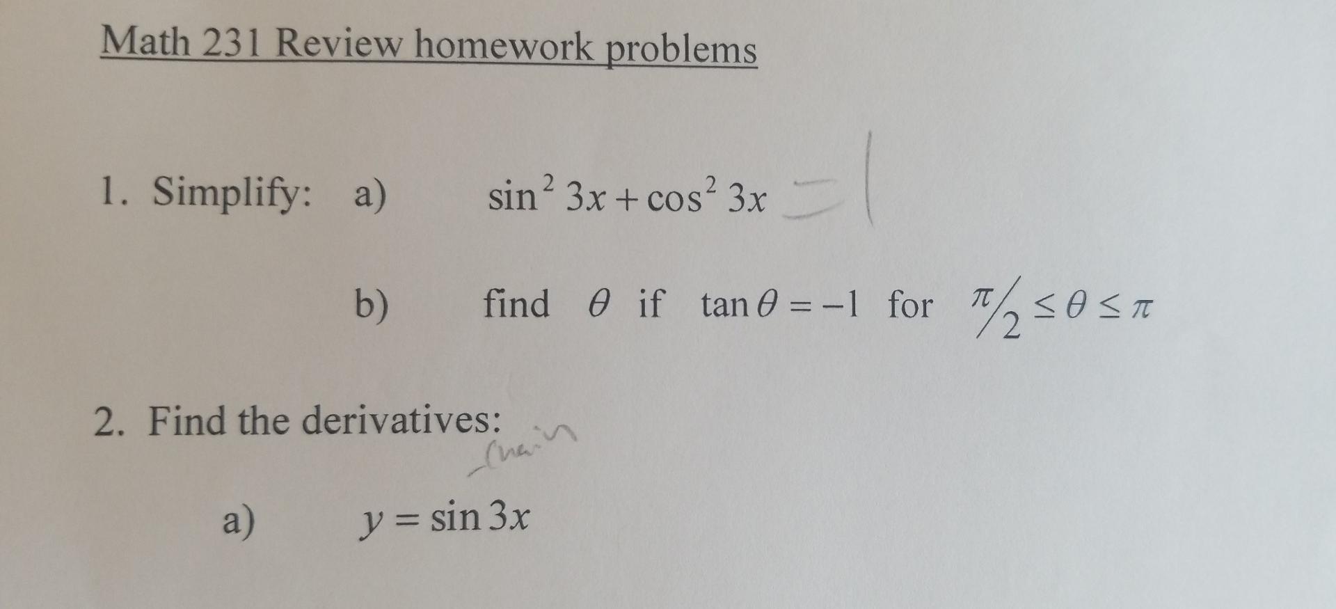 Solved Math 231 Review homework problems 1. Simplify: a) \\( | Chegg.com