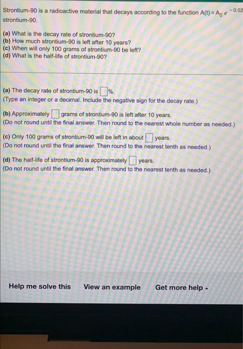 Solved Stronum 60 is a radioactive material that decays | Chegg.com