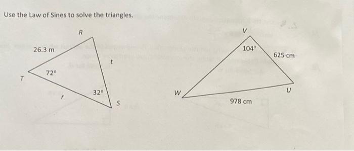 Solved Use the Law of Sines to solve the triangles. | Chegg.com