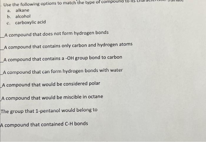 Solved Use the following options to match the type of | Chegg.com
