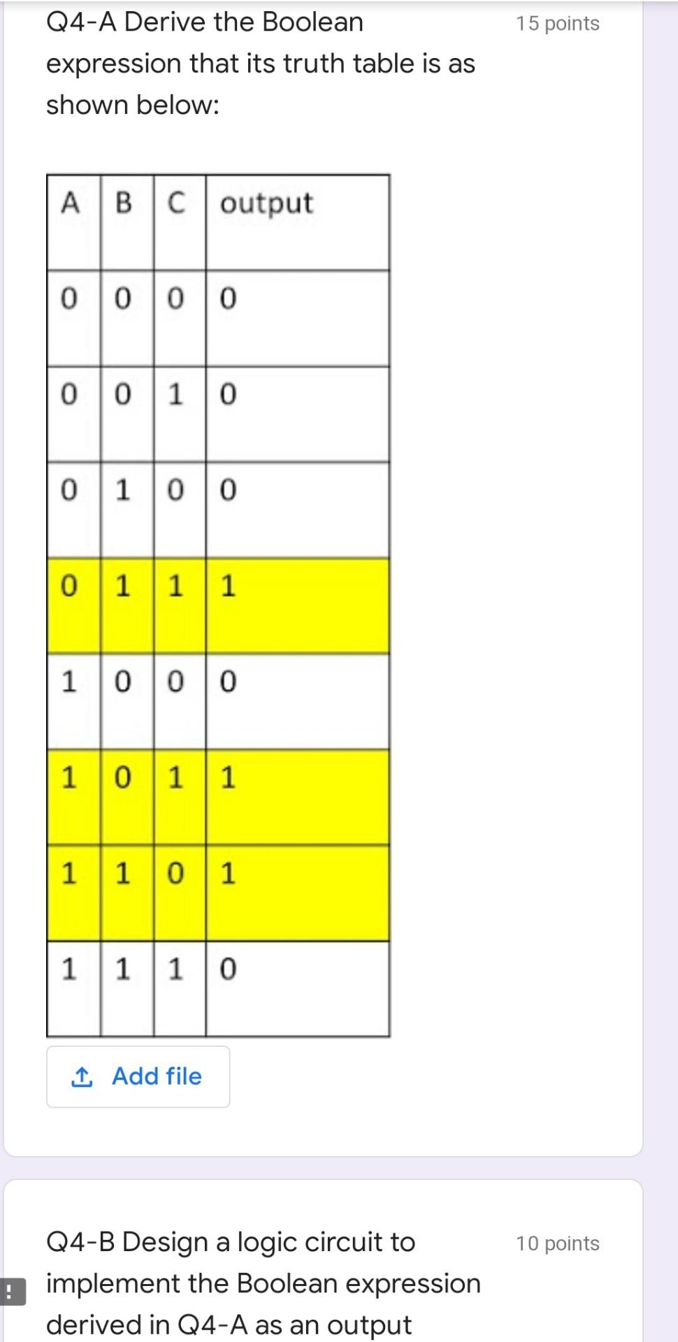 Solved 15 points Q4-A Derive the Boolean expression that its | Chegg.com