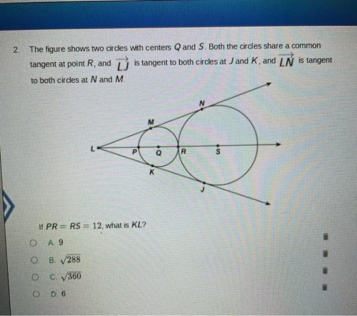 Solved 2 The figure shows two circles with centers Q and S. | Chegg.com