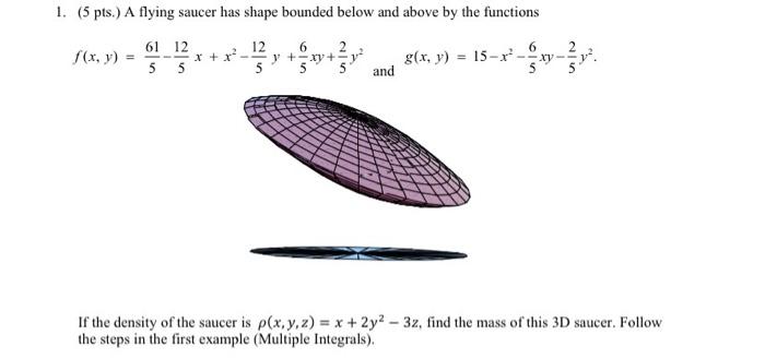 Solved 1. (5 pts.) A flying saucer has shape bounded below | Chegg.com