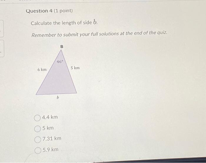 Solved Calculate the length of side b. Remember to submit | Chegg.com