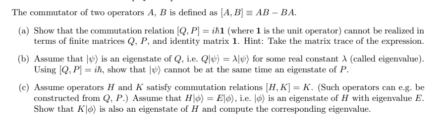 Solved The commutator of two operators A,B ﻿is defined as | Chegg.com