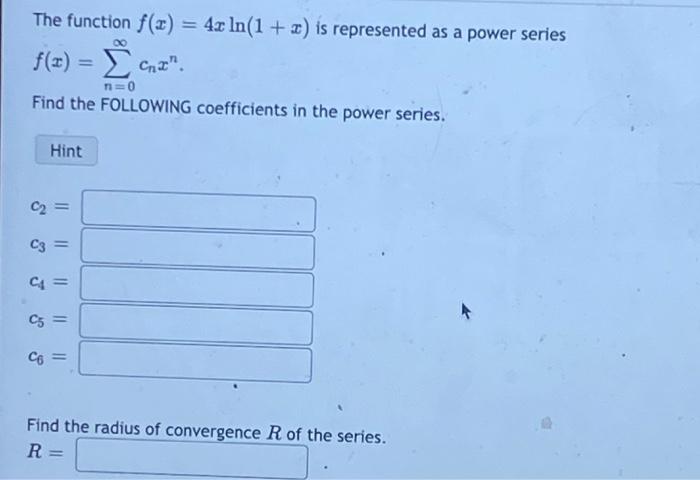 Solved 00 The function f(x) = 4x ln(1 + 3) is represented as | Chegg.com