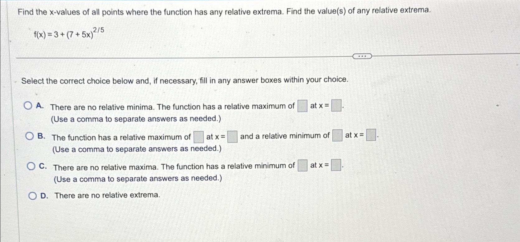 Solved Find the x-values of all points where the function | Chegg.com