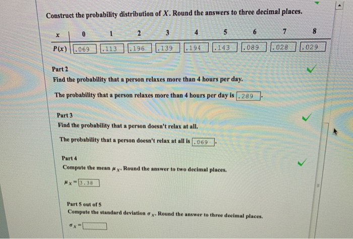 Solved Construct the probability distribution of X. Round | Chegg.com