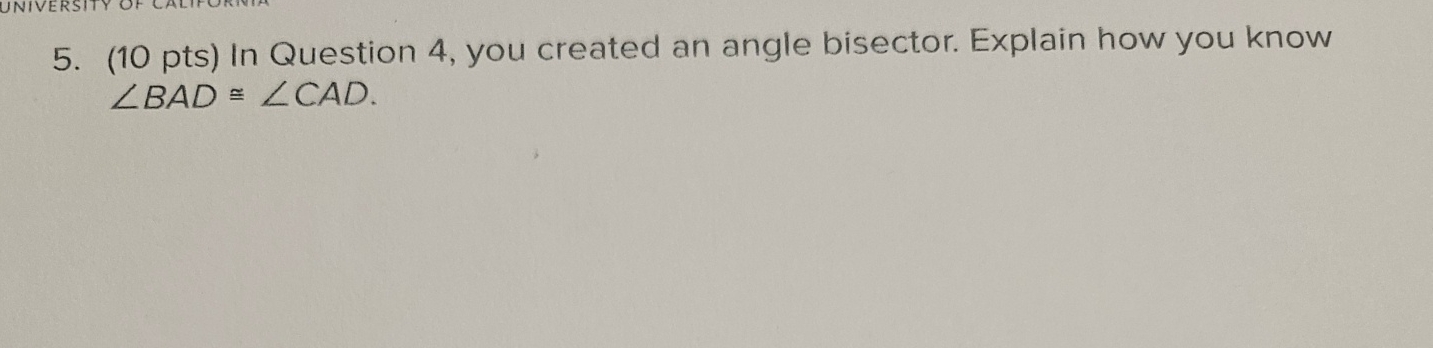 (10 ﻿pts) ﻿Use the image below to bisect an angle. | Chegg.com