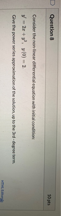 Solved Question 8 10 pts Consider the non-linear | Chegg.com