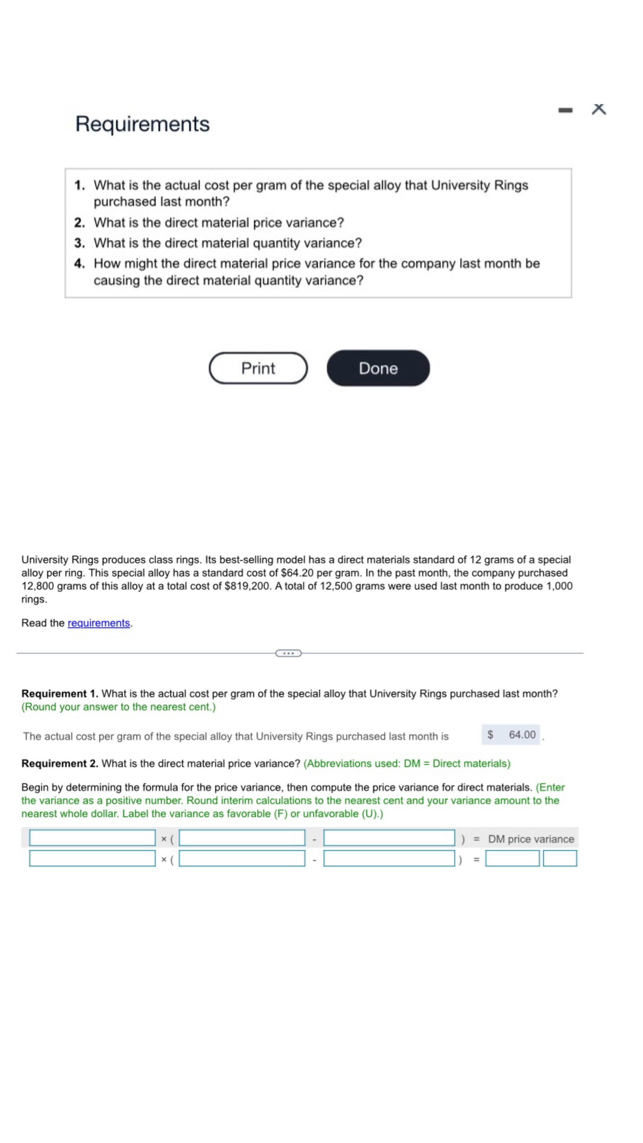 Solved What Is The Direct Material Price Variance