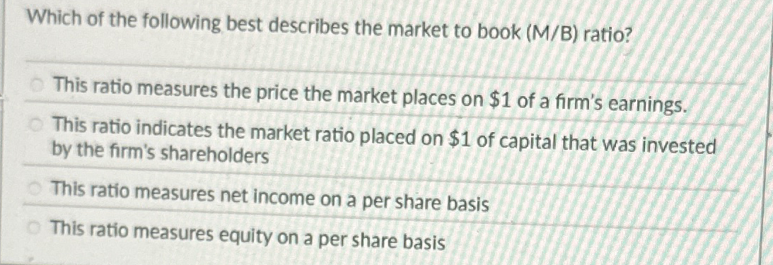 Solved Which of the following best describes the market to | Chegg.com