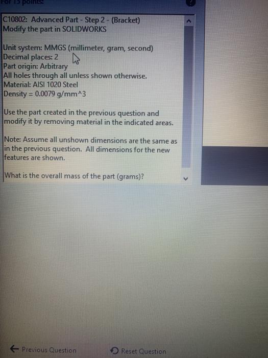 Solved OP points C10802: Advanced Part - Step 2 - (Bracket) | Chegg.com