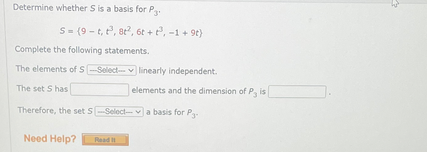 Solved Determine whether S ﻿is a basis for | Chegg.com