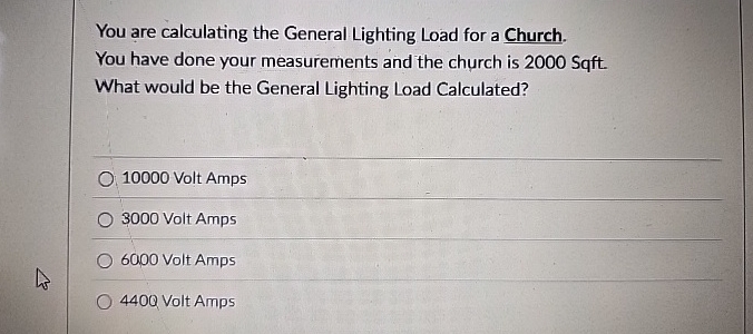 Solved You are calculating the General Lighting Load for a | Chegg.com