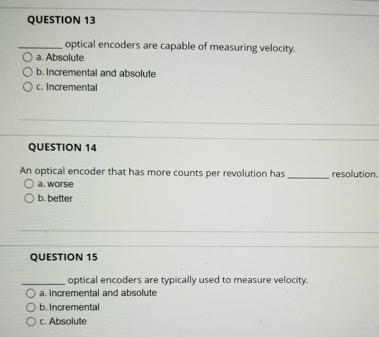 Solved optical encoders are capable of measuring velocity. | Chegg.com