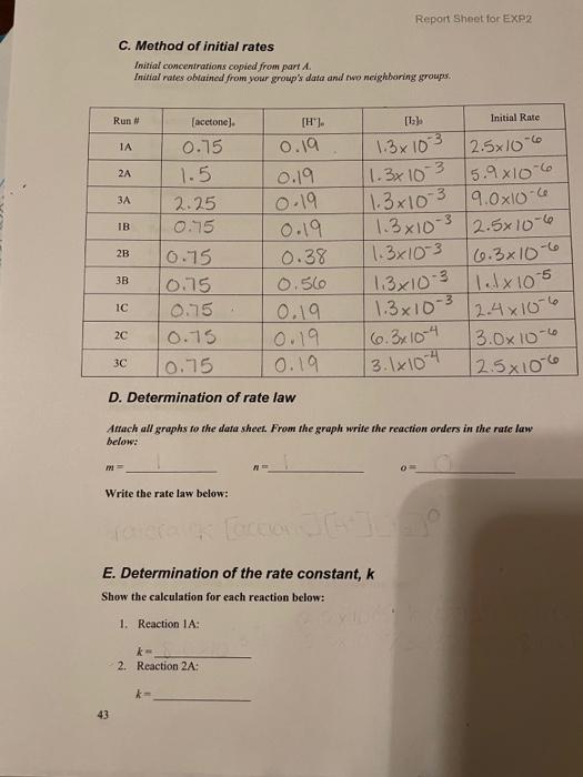 Name: CHEM 1412 Section: Partner: Date: Determination | Chegg.com