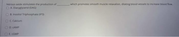 Solved which promotes smooth muscle relaxation, dilating | Chegg.com