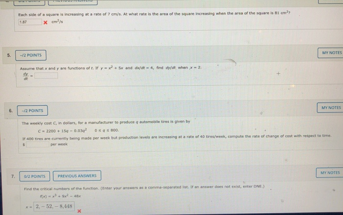 Solved Each side of a square is increasing at a rate of 7 | Chegg.com