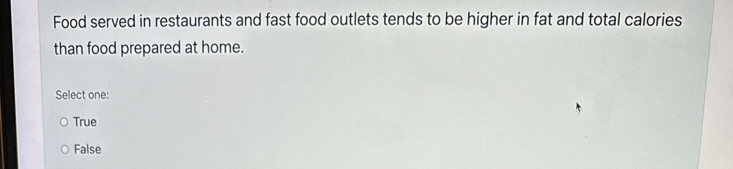 Solved Food served in restaurants and fast food outlets | Chegg.com