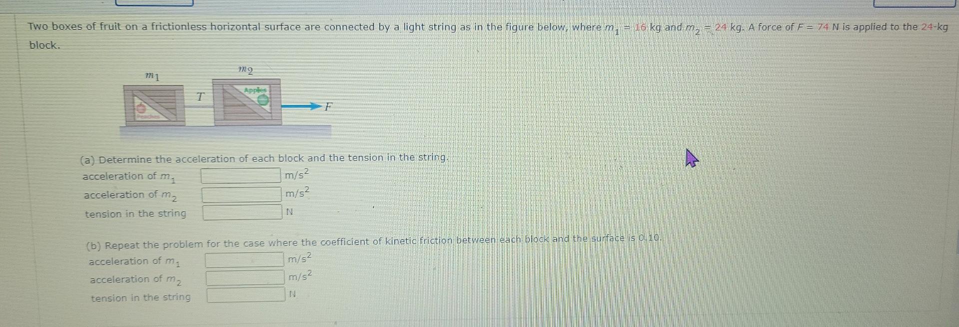 Solved Two boxes of fruit on a frictionless horizontal | Chegg.com