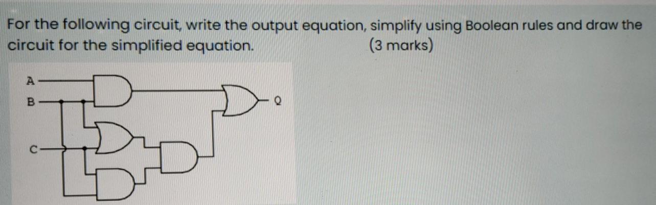 Solved For the following circuit write the output equation, | Chegg.com