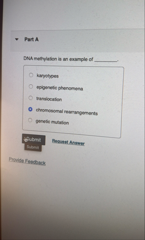 Part ADNA methylation is an example of | Chegg.com