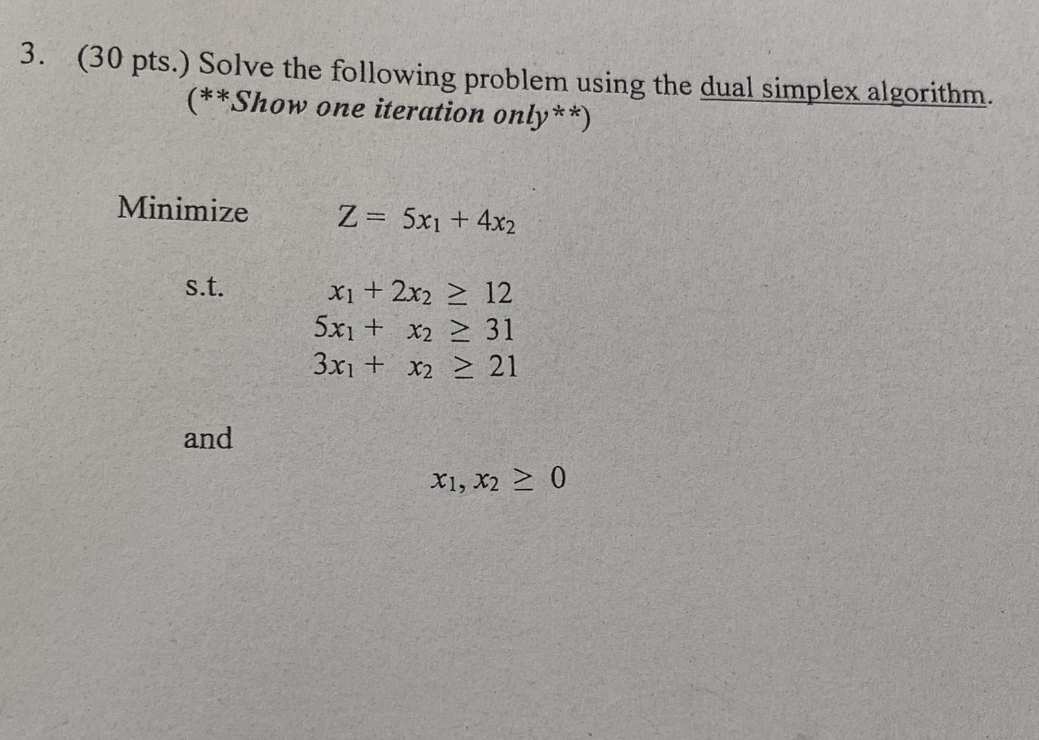 Solved pts.) ﻿Solve the following problem using the dual | Chegg.com