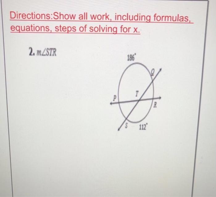 Solved Directions:Show all work, including formulas, | Chegg.com