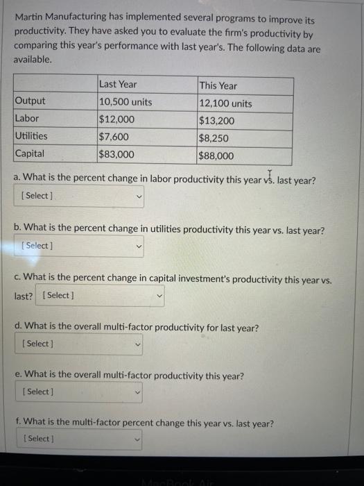 Solved Martin Manufacturing has implemented several programs | Chegg.com