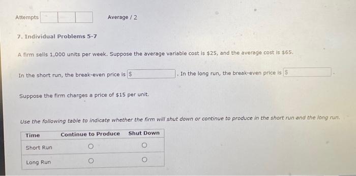 Solved 7. Individual Problems 5-7 A firm sells 1,000 units | Chegg.com