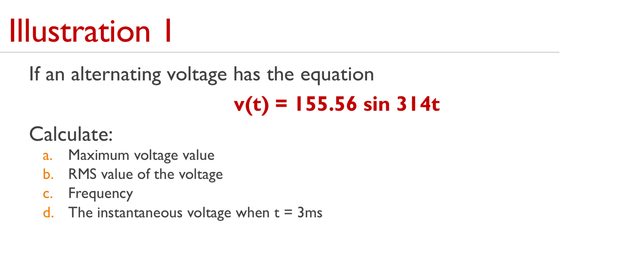 Solved Illustration IIf an alternating voltage has the | Chegg.com