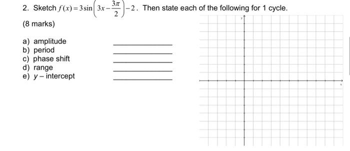 Solved f(x)=3sin(3x−23π)−2 | Chegg.com