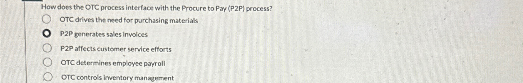 Solved How does the OTC process interface with the Procure | Chegg.com
