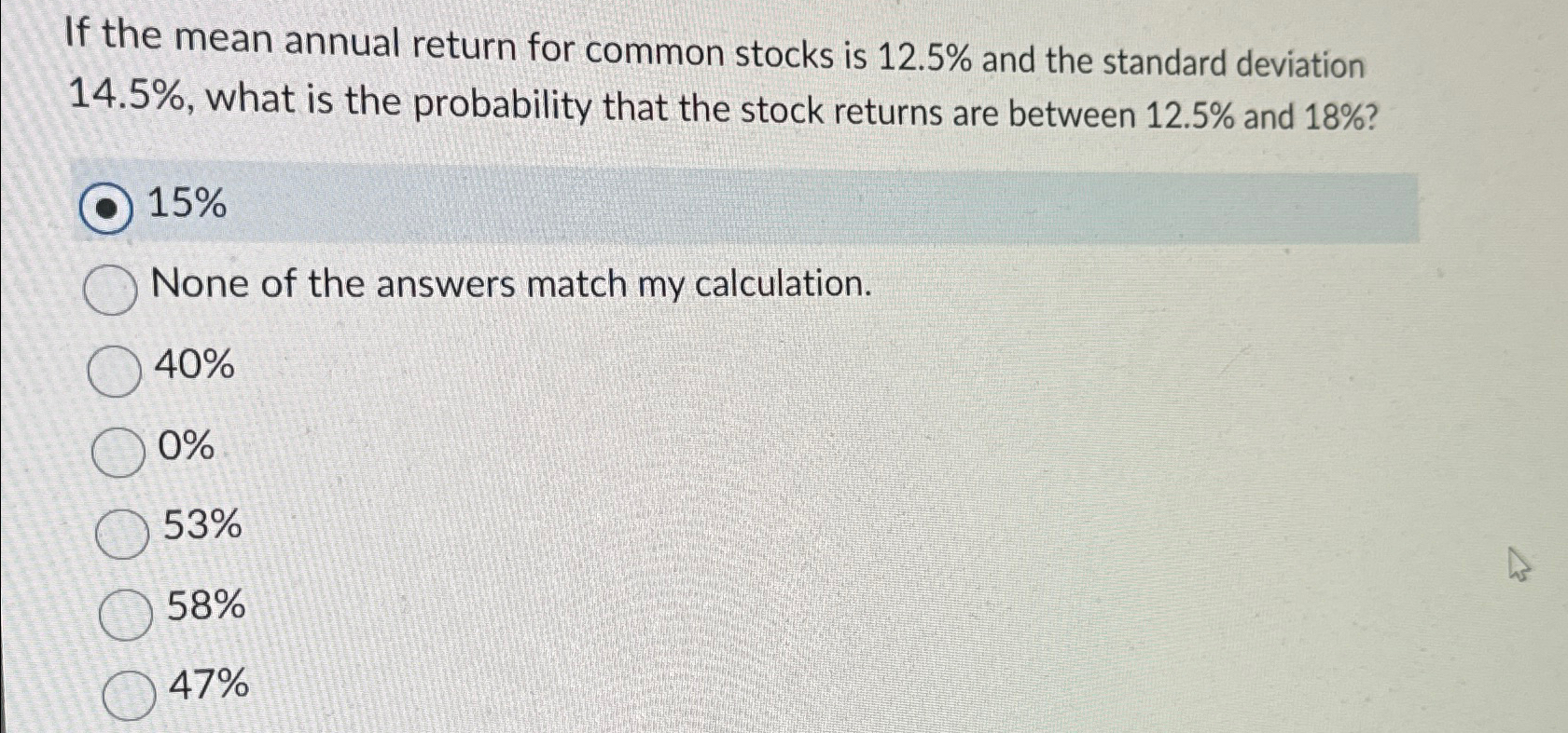 Solved If the mean annual return for common stocks is 12.5% | Chegg.com