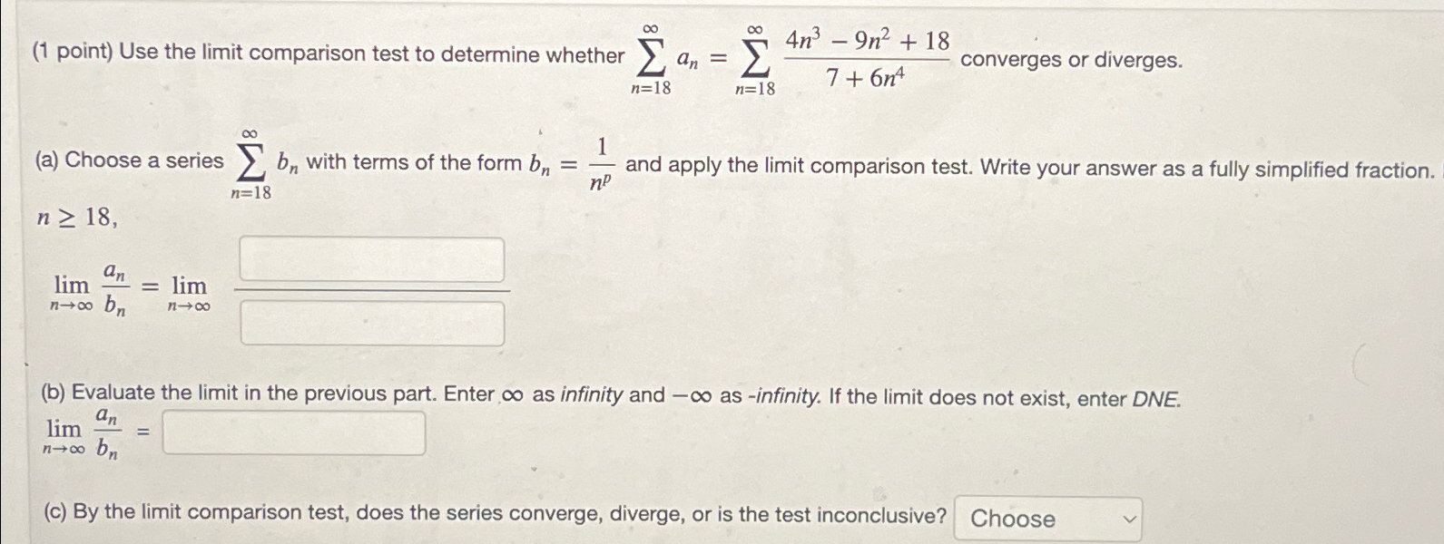 Solved 1 ﻿point ﻿use The Limit Comparison Test To