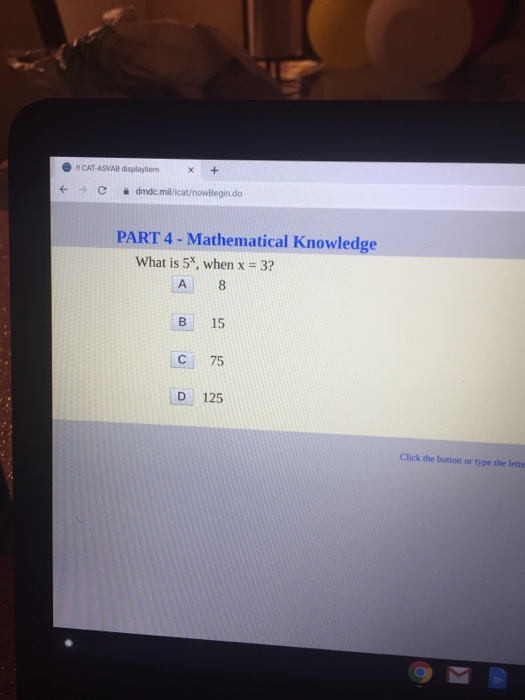 Solved CAT-ASVAB display term X + e dmdc.mil/cat/nowBegin do | Chegg.com