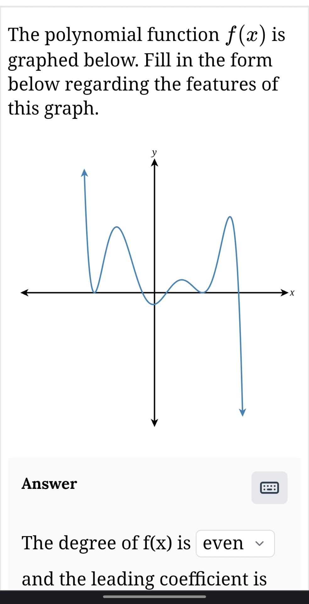 Solved The polynomial function f(x) ﻿is graphed below. Fill | Chegg.com