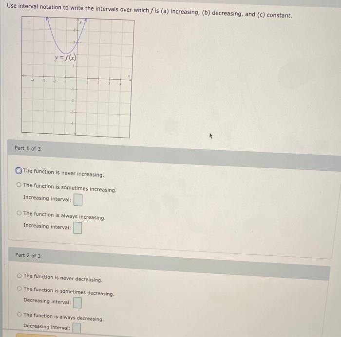Solved Use interval notation to write the intervals over | Chegg.com