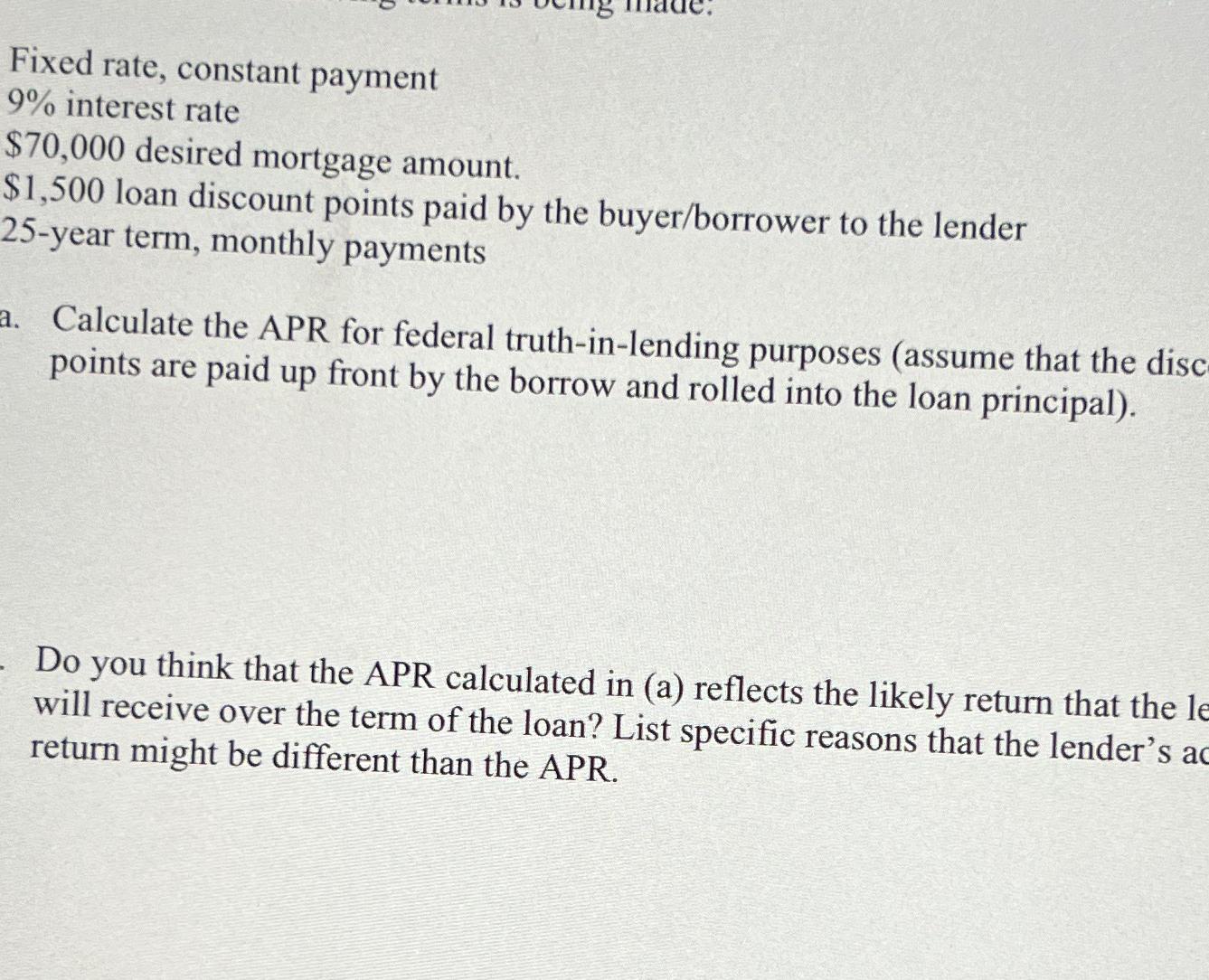Solved Fixed rate, constant payment 9% ﻿interest rate | Chegg.com